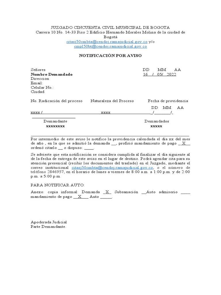 Modelo Notificacion Por Aviso de Conformidad Articulo 292 Del C. G Del ... Modelo Notificacion Por Aviso de Conformidad Articulo 292 Del C. G Del ...