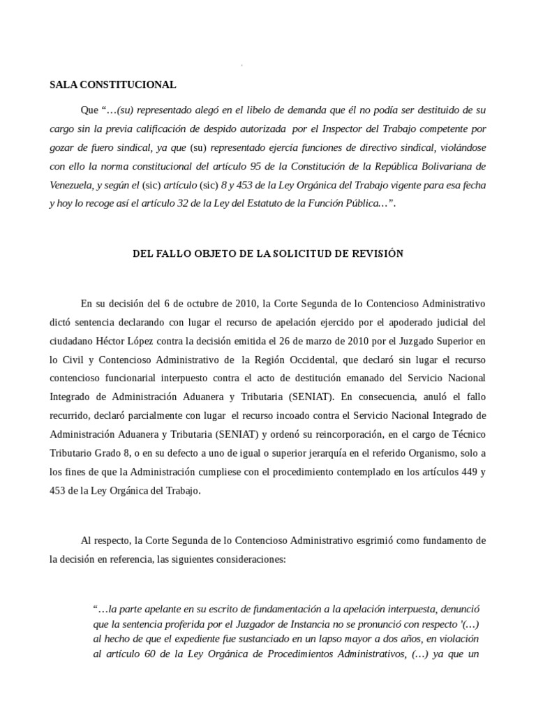 TSJ SC Perencion Proced Destitucion | PDF | El proceso de destitución ...