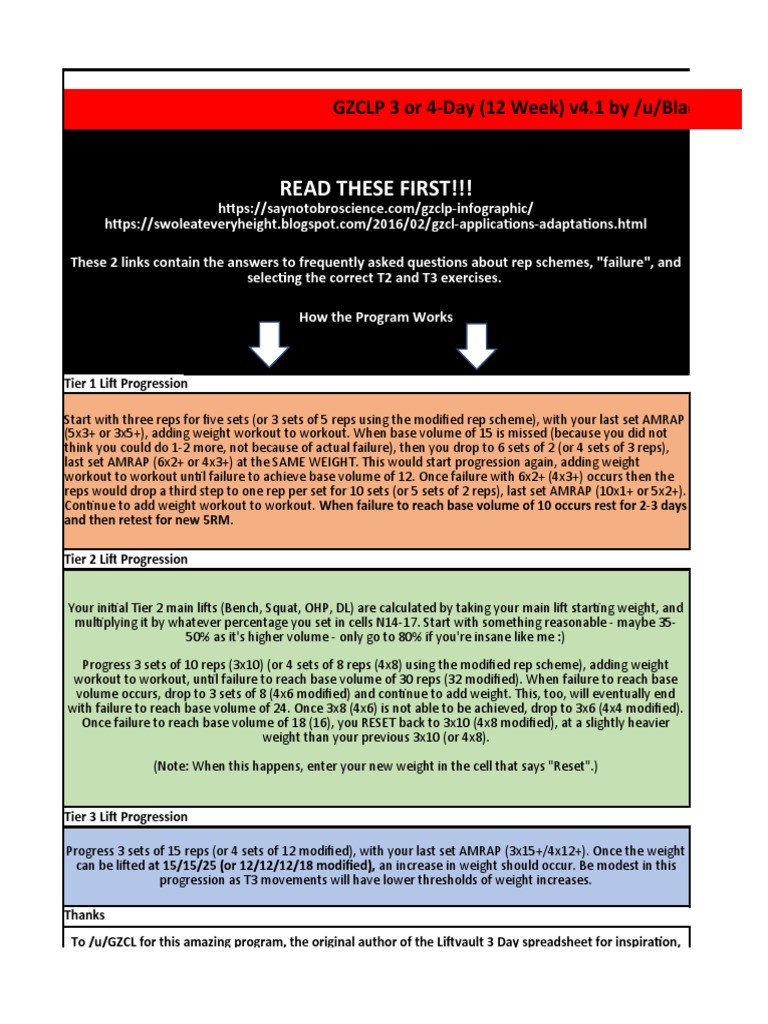 GZCLP 3 or 4-Day Program Instructions | PDF | Weight Training