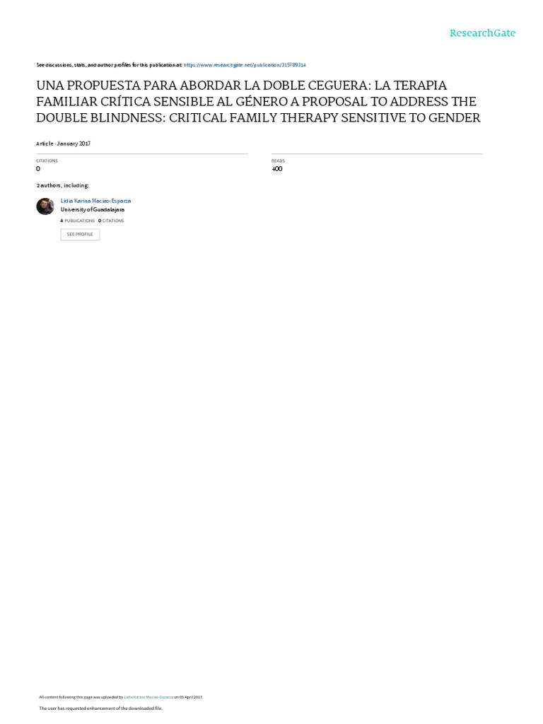 Una Propuesta para Abordar La Doble Cegu1 | PDF | Psicoterapia ...