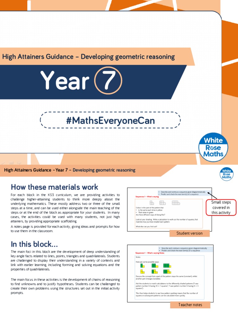 Year 7 Geometric Reasoning Activities | PDF | Triangle | Angle