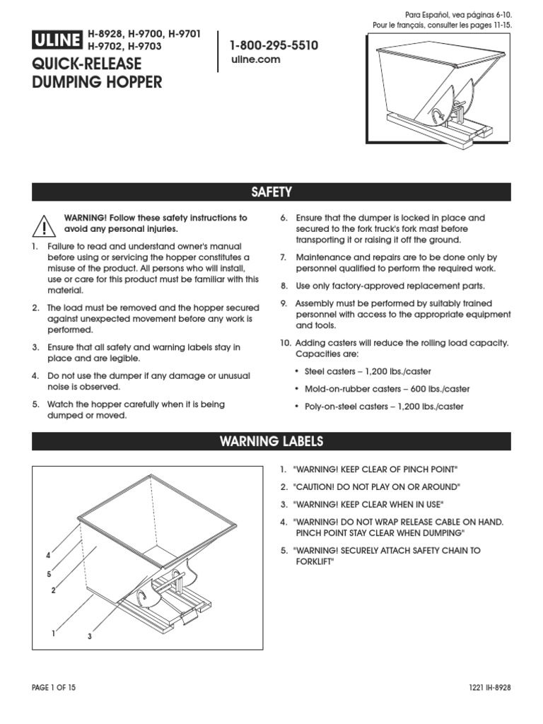 Quick-Release Dumping Hopper: Safety | Download Free PDF | Truck | Forklift