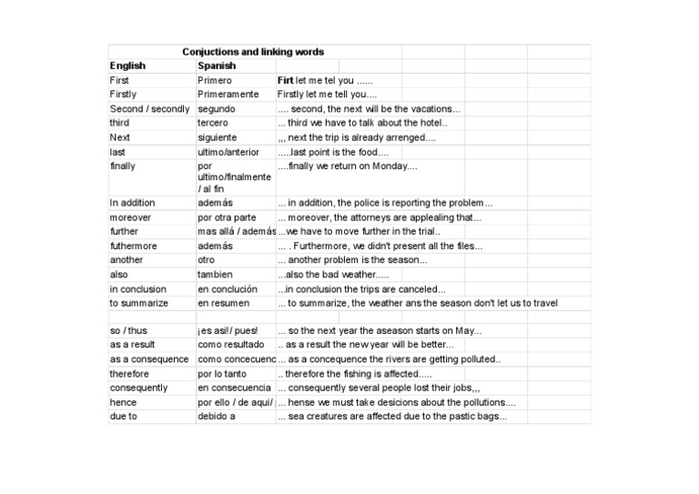 Conjuctions and Linking Words Part 1 - Hoja 1 | PDF