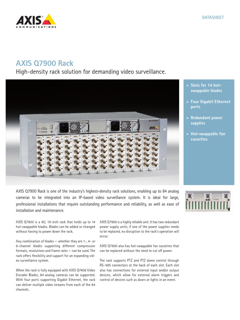 Axis Q7900 Video Encoder Rack | PDF