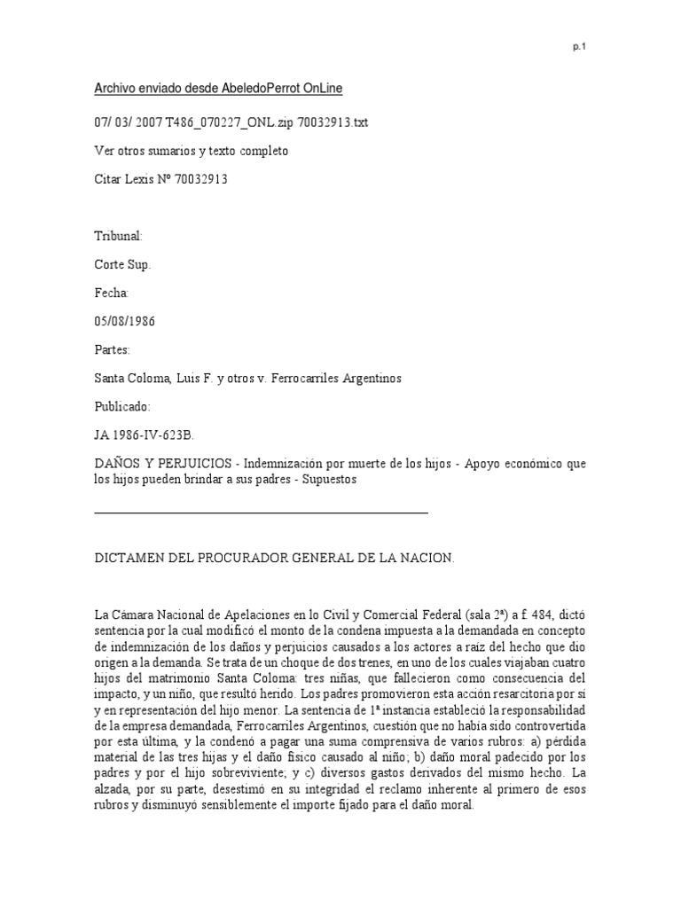 Fallo Santa Coloma | PDF | Daños y perjuicios | Sentencia (ley)
