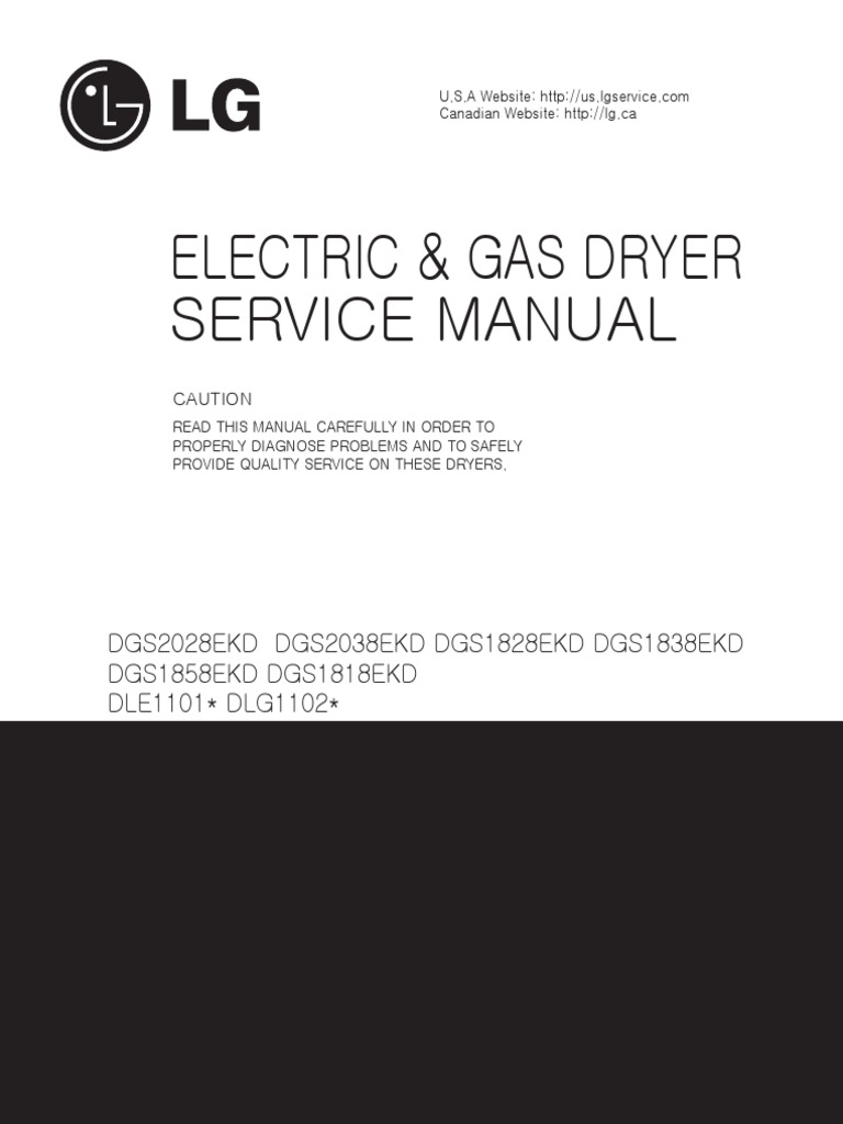 Model # DLE1101W For LG Dryer Service Manual MFL62119948 - 120517 - 2 ...