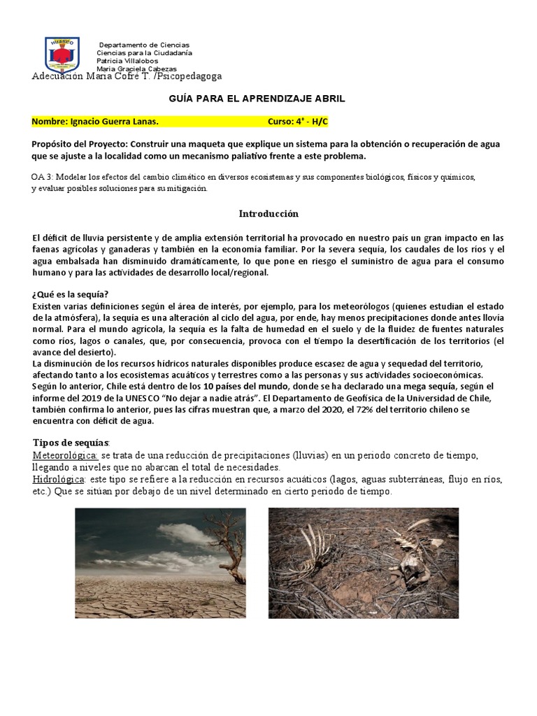 ACTIVIDAD GUIA 1 SEQUIA Guia | PDF | Sequía | Agua
