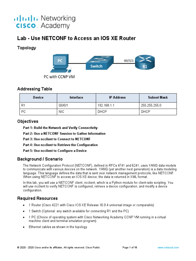 28.1.4 Lab - Use NETCONF To Access A IOS XE Device | PDF | Ip Address ...