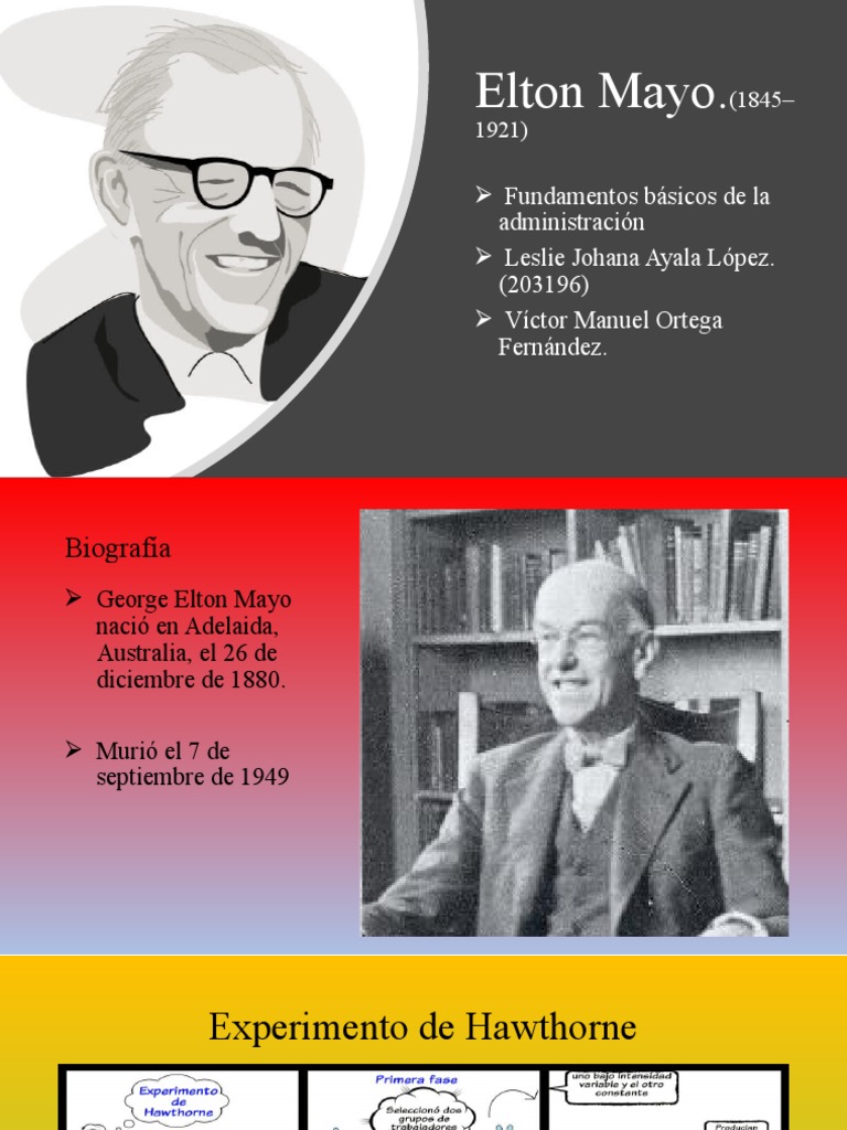 Aportaciones de Elton Mayo a la administración | PDF | Sicología ...