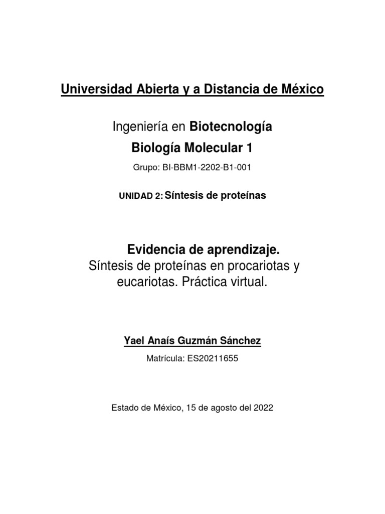 BBM1 U2 Ea Yags | PDF | Represor | Macromoléculas