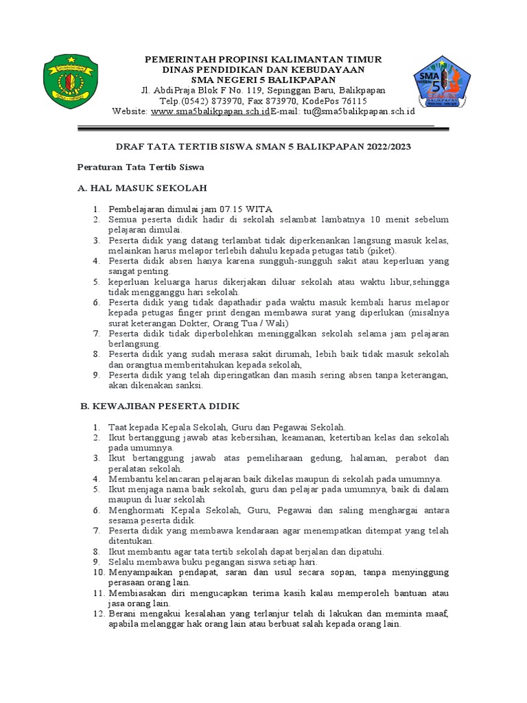 Draf Tatip Sman 5 2022,2023 | PDF
