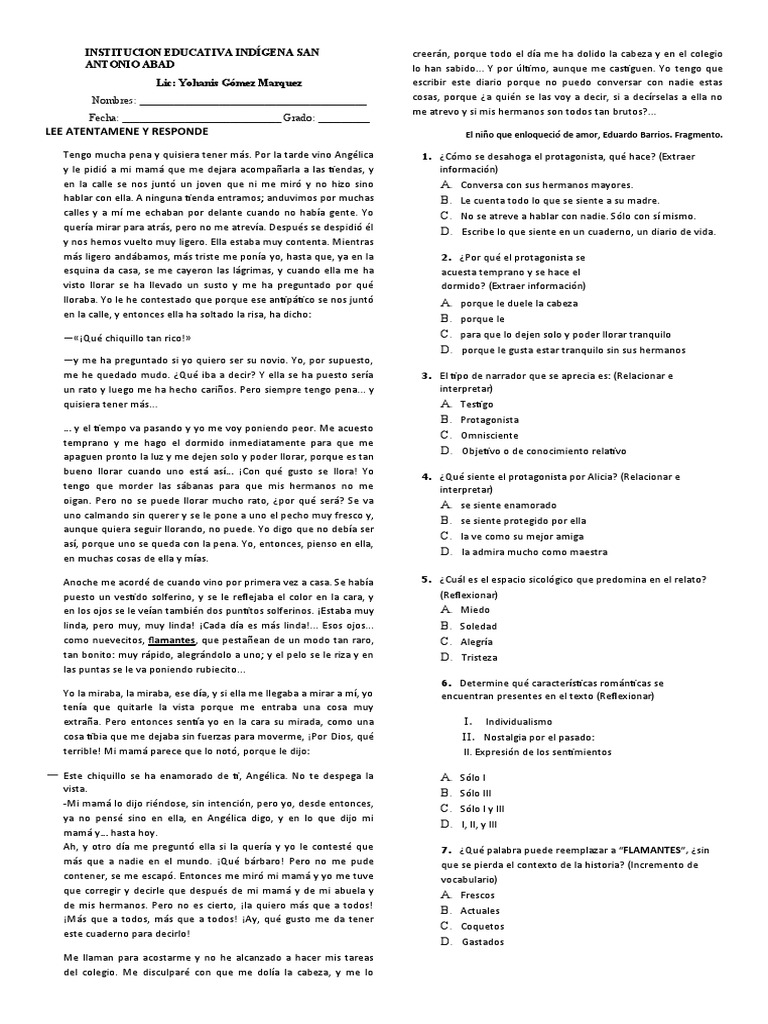 Examen Castellano 11 | PDF | Romanticismo