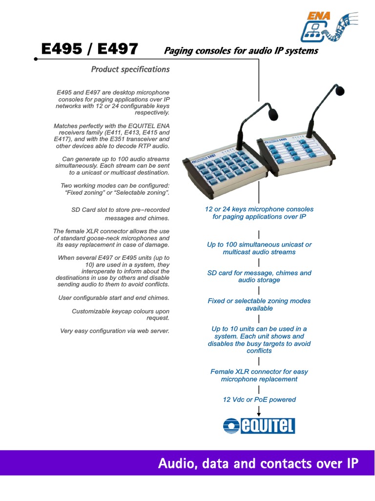 12 or 24 Key Paging Consoles for Simultaneous IP Audio Streams | PDF ...