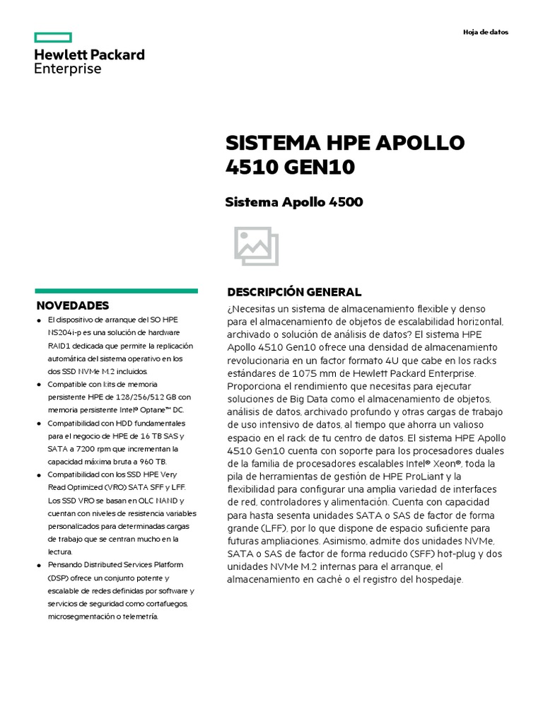 HPE Apollo 4510 Gen10 System-PSN1010193037PEES | PDF | Unidad de estado ...