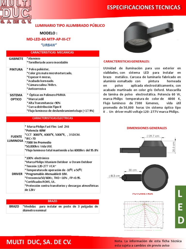 MD Led 60 MTP Ap Iii CT | PDF | Diodo emisor de luz | Ingenieria Eléctrica