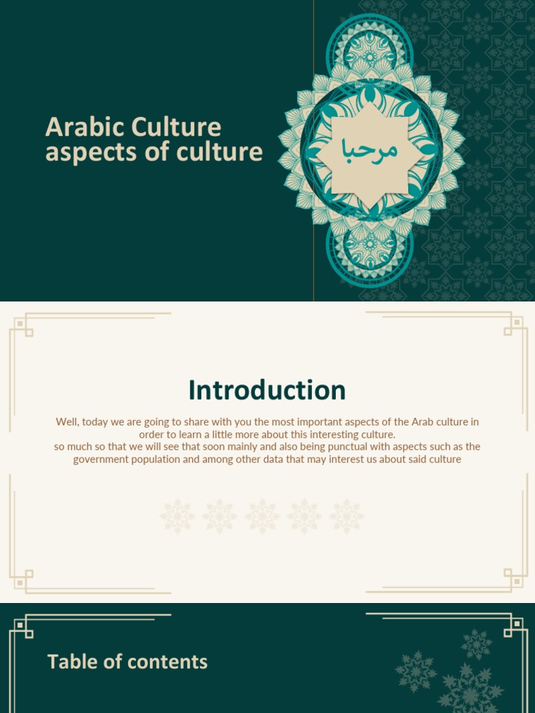 Arabic Culture Aspects of Culture | PDF