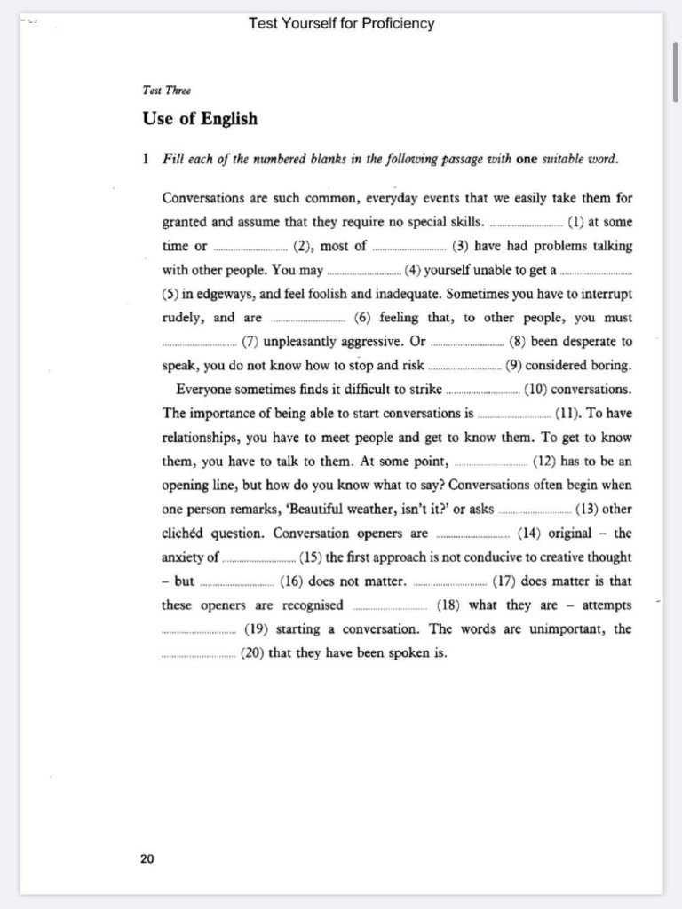 English Cloze Test Exercise | PDF