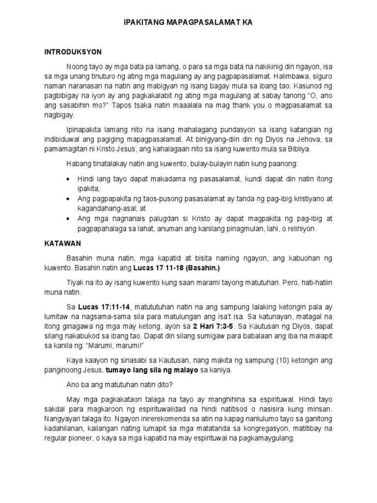 Ipakitang Mapagpasalamat Ka | PDF