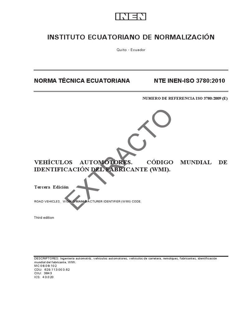 Nte Inen Iso 3780 | PDF | Organización internacional para la ...