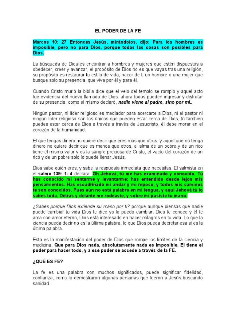 El Poder Transformador de la Fe | PDF | Fe | Jesús