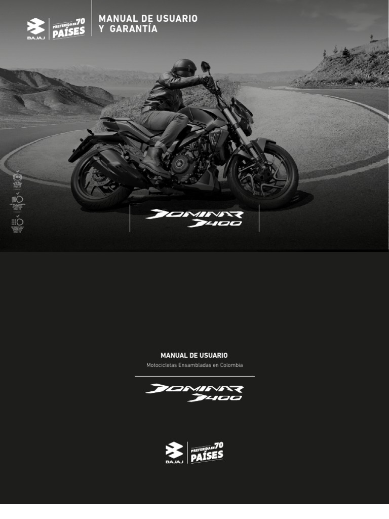 Dominar 400 Manual de Usuario | PDF | Motocicleta | Tecnología de vehículos
