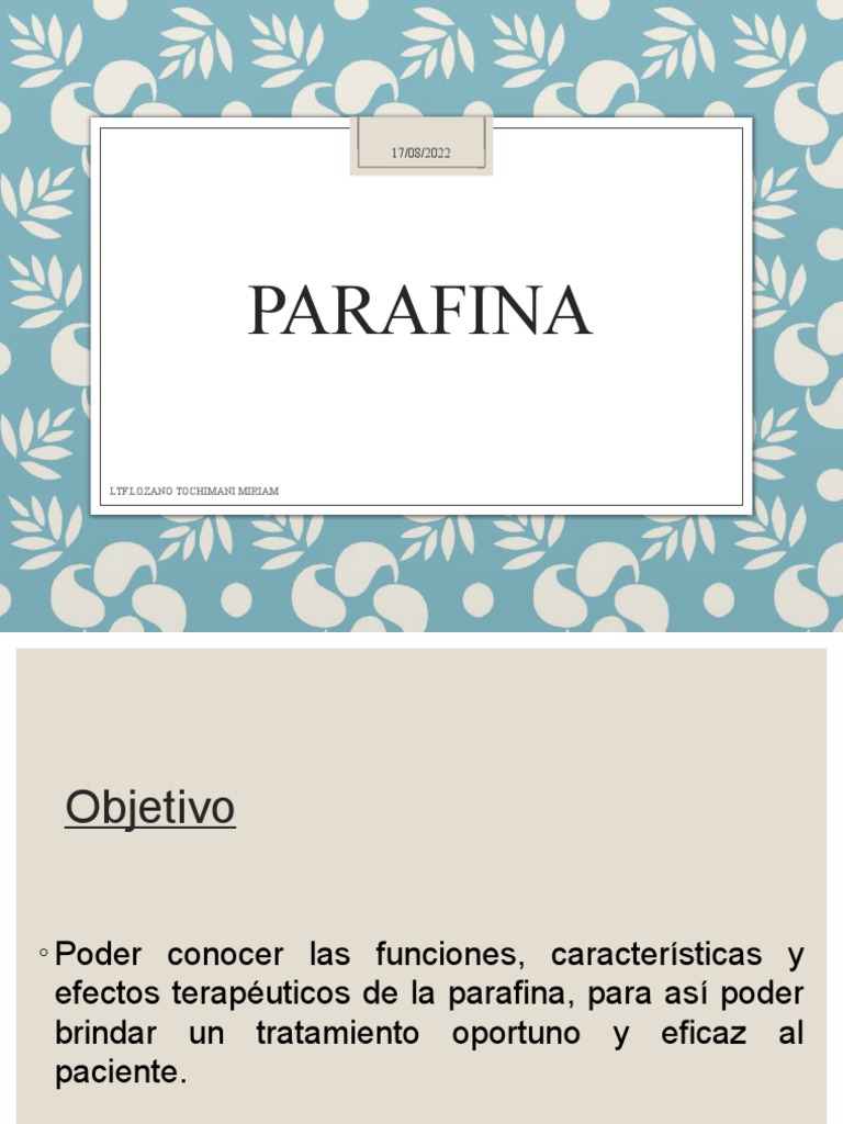 Terapia con Parafina: Usos y Aplicaciones | PDF | Especialidades ...