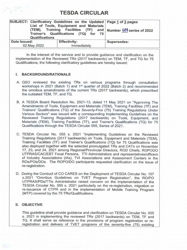 TESDA Circular No. 029-2022 | PDF | Government | Justice