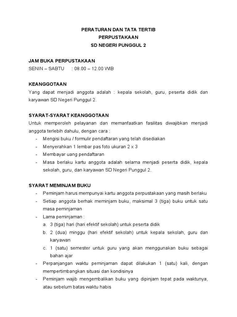 Tatib Perpus Sdnpunggul2 | PDF