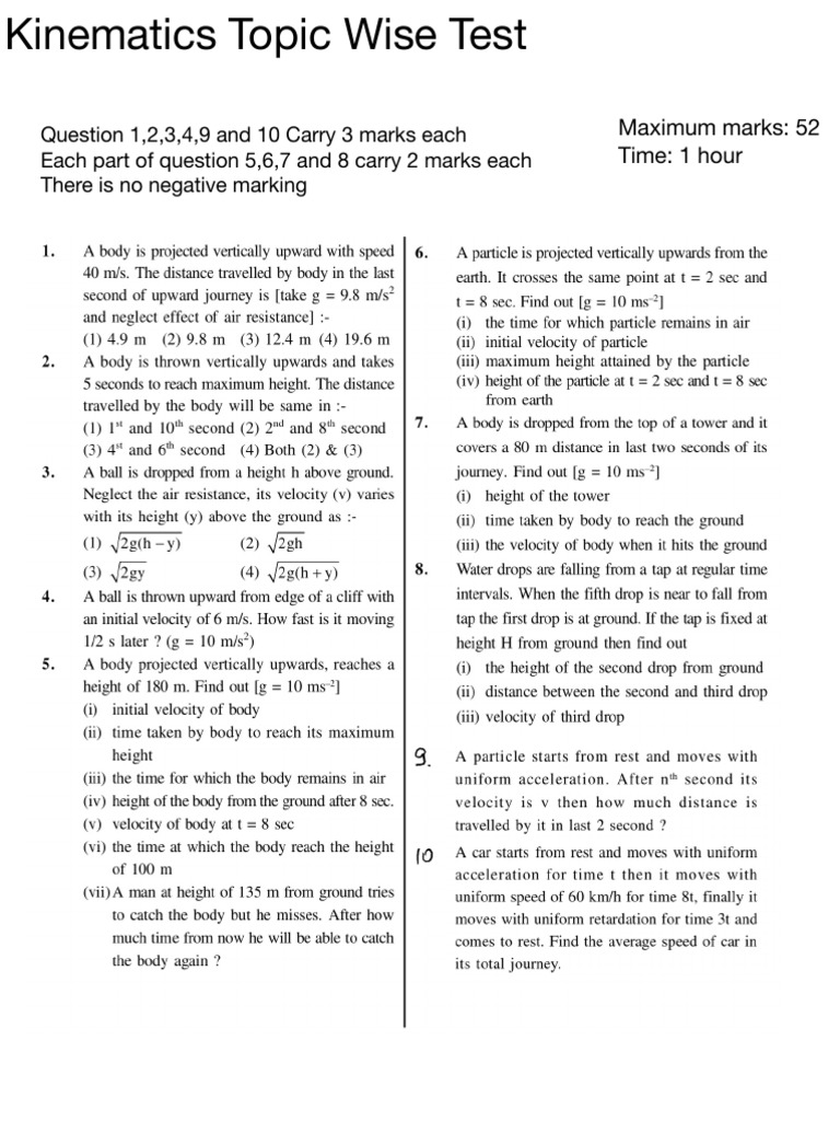 Question 1,2,3,4,9 and 10 Carry 3 Marks Each Each Part of Question 5,6 ...