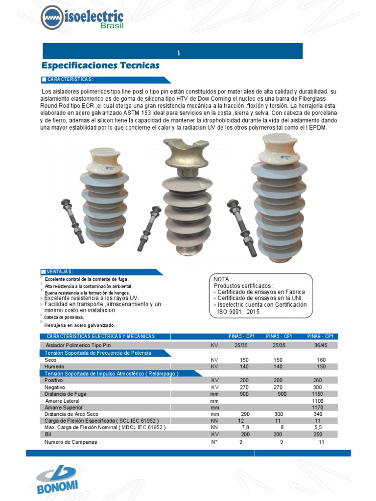 TIPO-PIN.-LINE-POST-POLIMERICO-ISOELECTRIC-2020 | PDF | Aislador ...