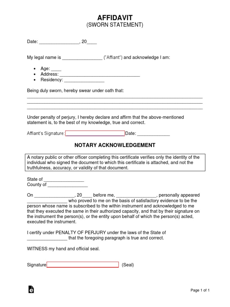 Affidavit Sworn Statement | PDF