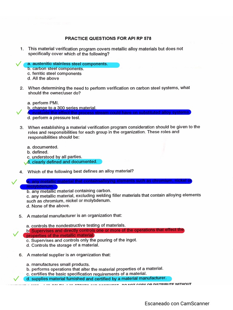 Examination Api 578 | PDF