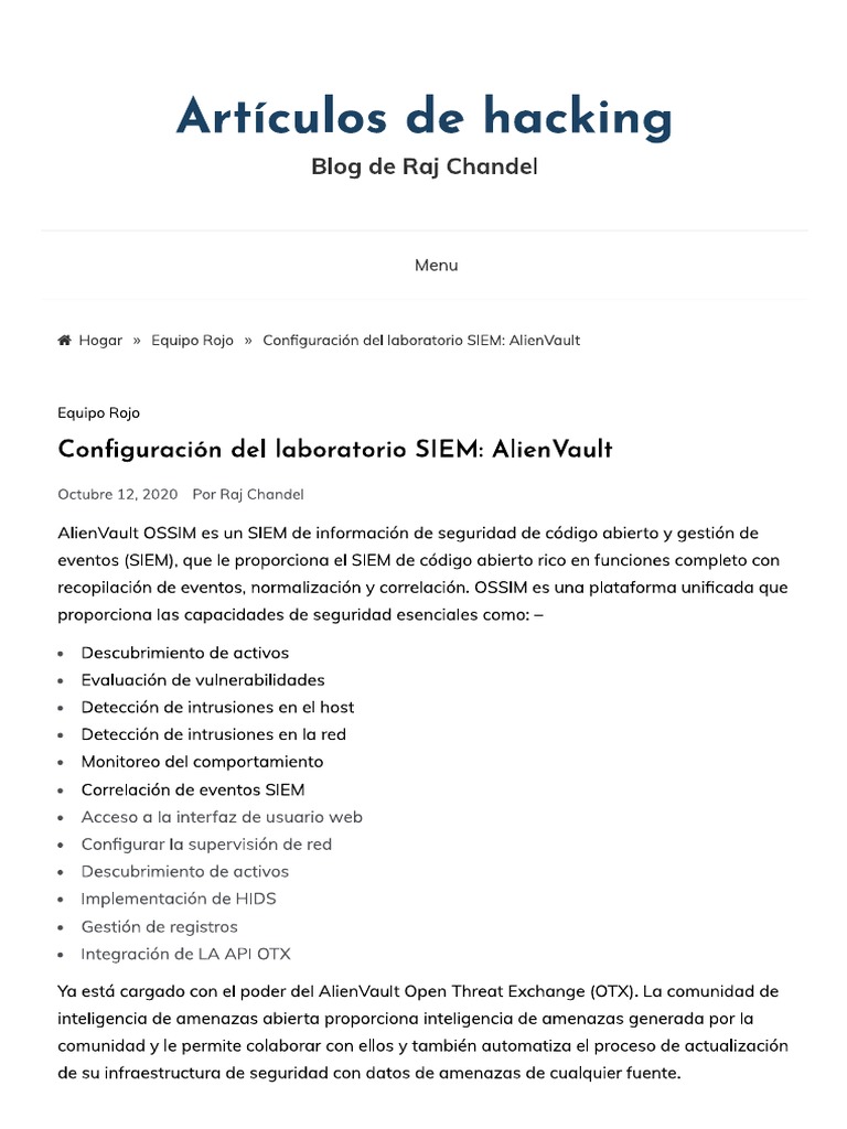 Siem Alienvault Lab Part 1 | PDF