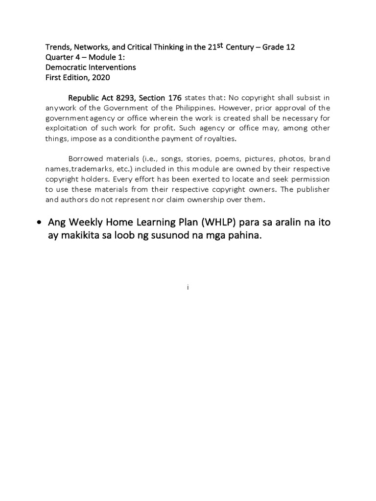 TNCT Q4 Module1 Democratic Interventions | PDF | Democracy | Political ...