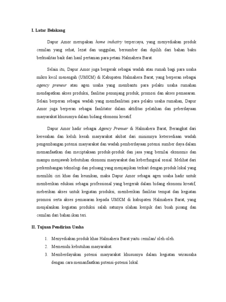Proposal Permohonan Bantuan Dana - Dapur Amor | PDF