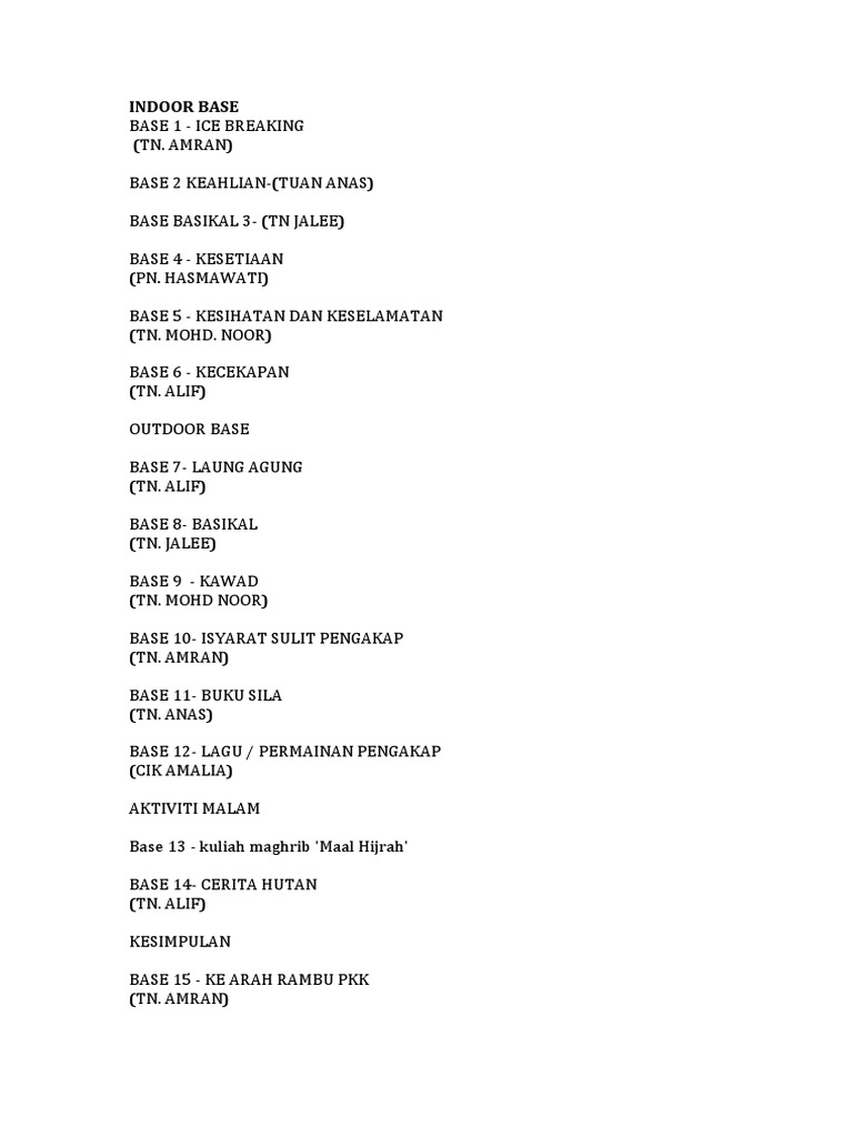 Indoor and Outdoor Activity Bases Guide | PDF