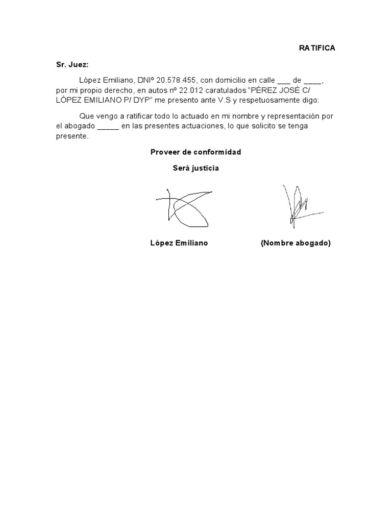 Ratifica - Modelo | PDF