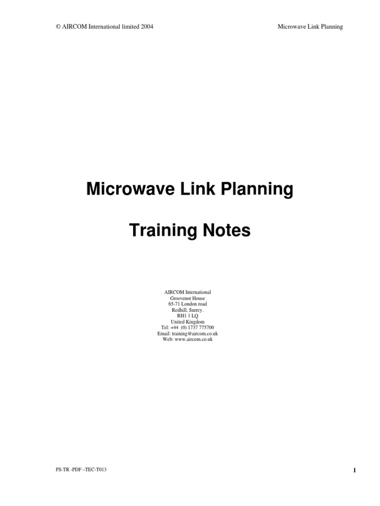 Aircom Microwave Link Planning | PDF | Antenna (Radio) | Microwave