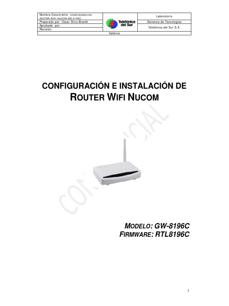 Manual Configuracion Router N WIifi Nucom GW-8196C Mod Ahr | PDF ...