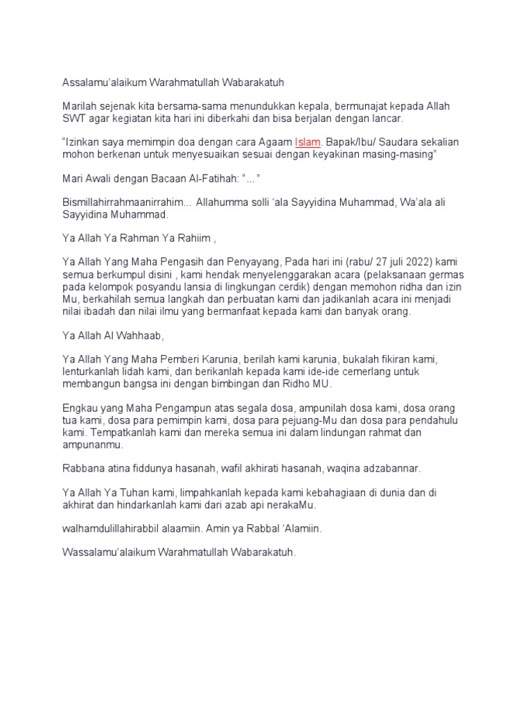 Doa Pembukaan Acara | PDF