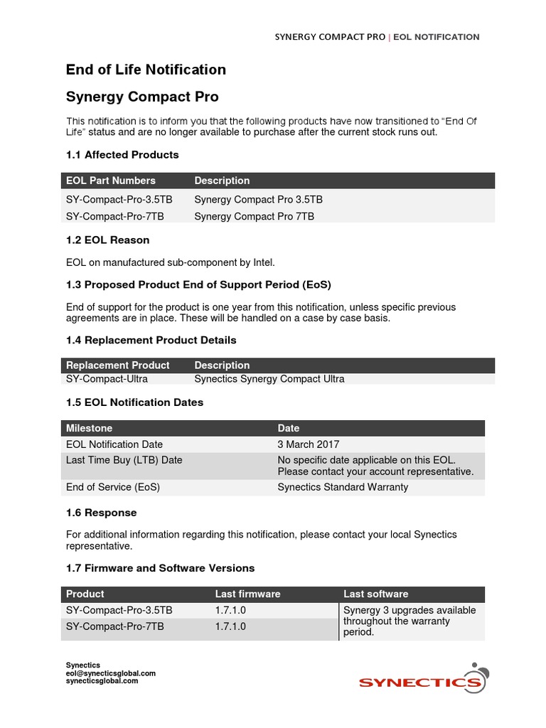 Synectics Eol Synergy Compact Pro 3.5tb 7tb | PDF | Software | Computer ...