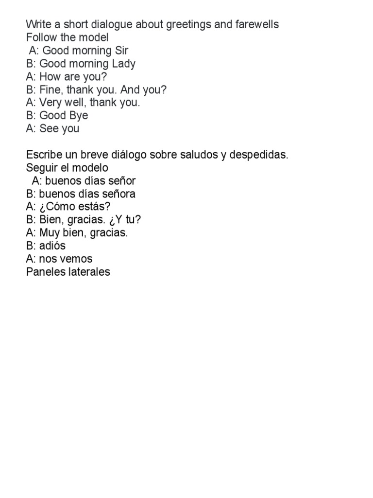 Write A Short Dialogue About Greetings and Farewells | PDF