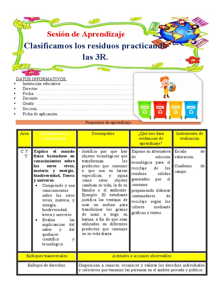 2° Sesión Clasificamos Los Residuos Practicando Las 3R | PDF ...