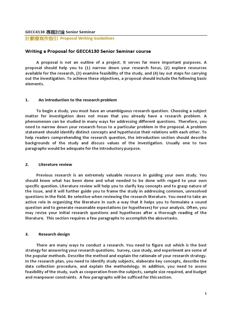 GECC4130 Proposal Writing Guide | PDF | Analysis | Knowledge