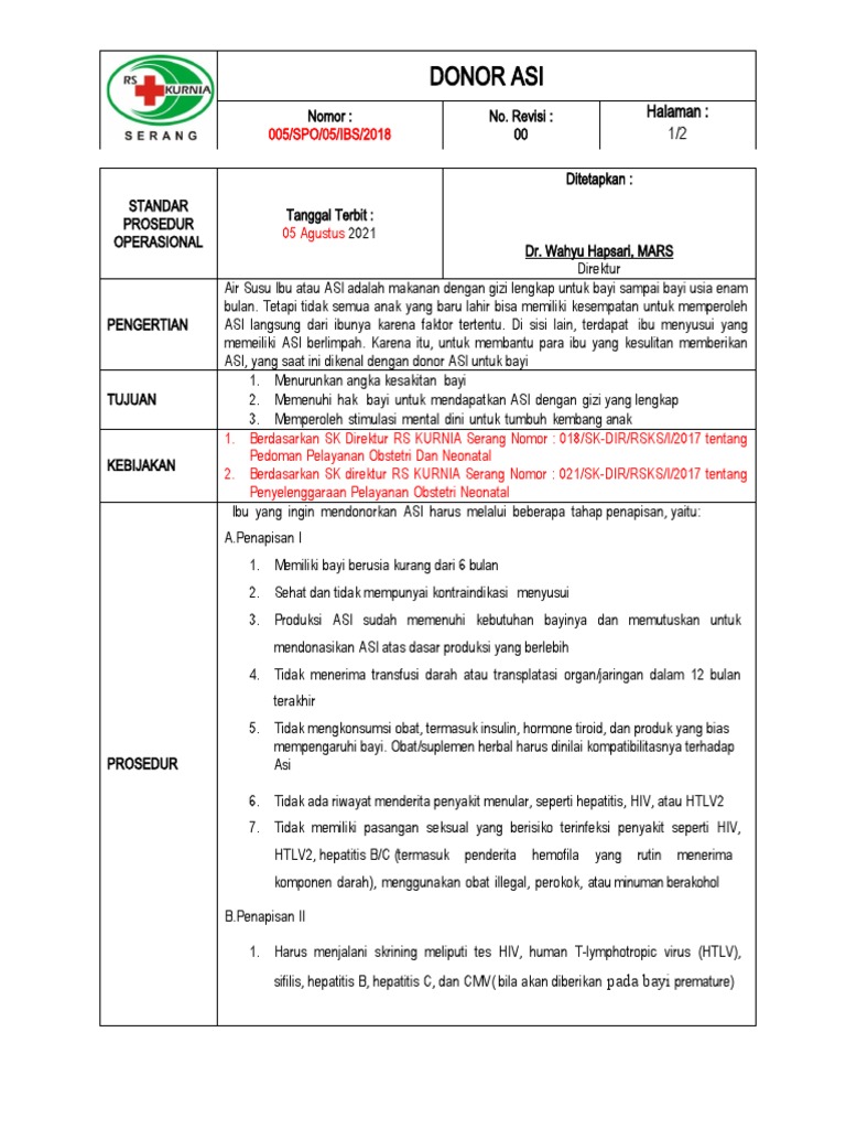 Sop Asi Donor | PDF