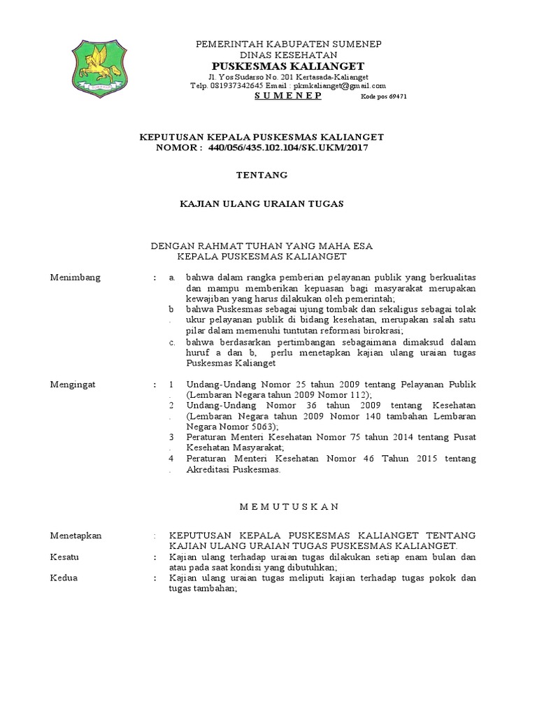 SK Kajian Ulang Uraian Tugas | PDF