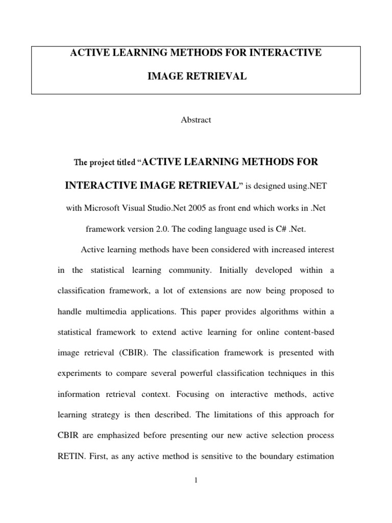 Active Learning Methods For Interactive Image Retrieval | PDF | C Sharp (Programming Language ...
