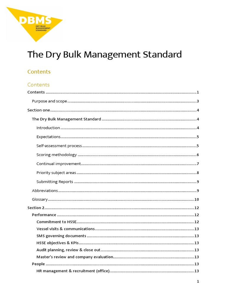 The Dry Bulk Management Standard | PDF | Audit | Safety