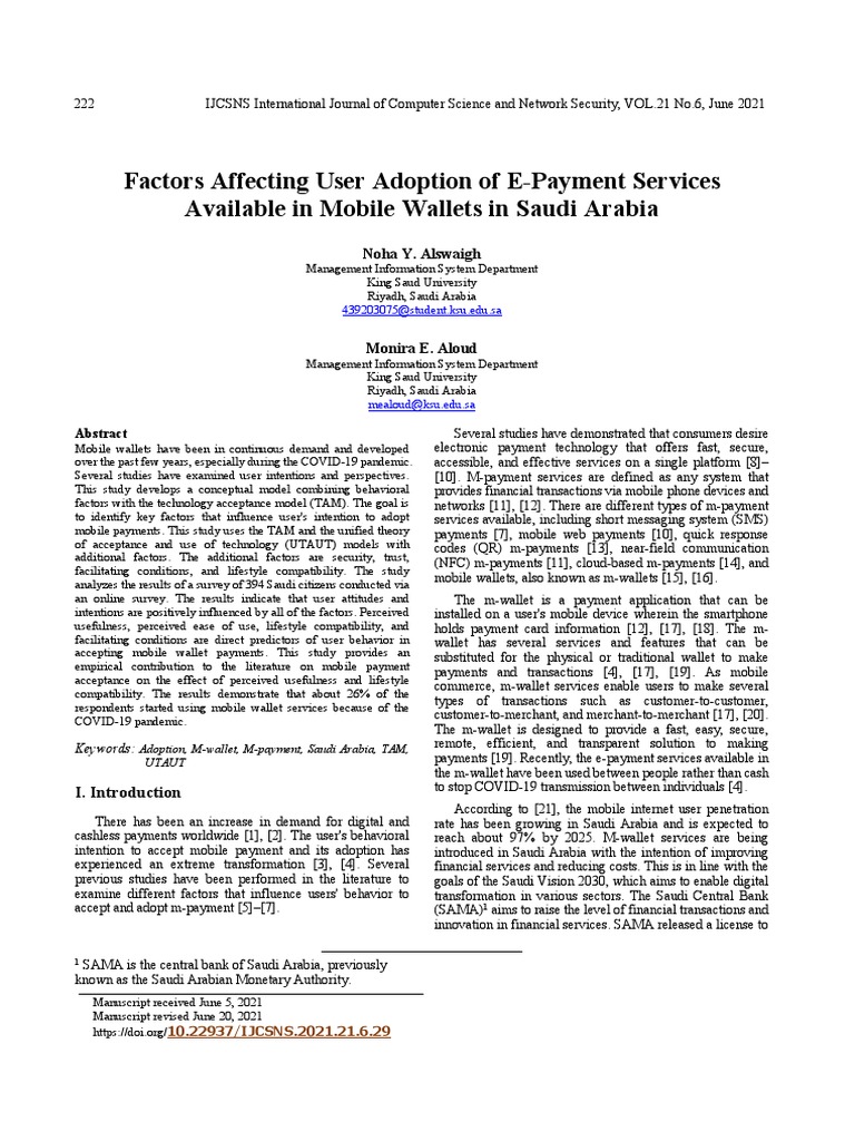 8.factors Affecting User Adoption of E-Payment Services | Download Free PDF | Survey Methodology ...