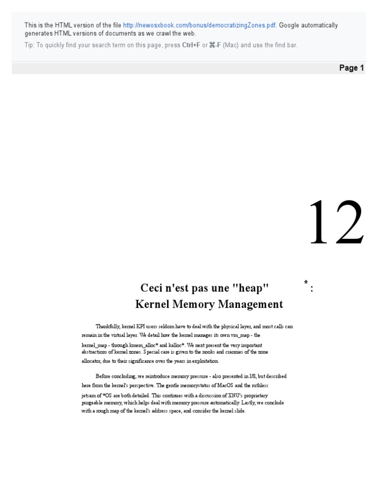 Kernel Memory Managemen | PDF | Pointer (Computer Programming) | Kernel (Operating System)